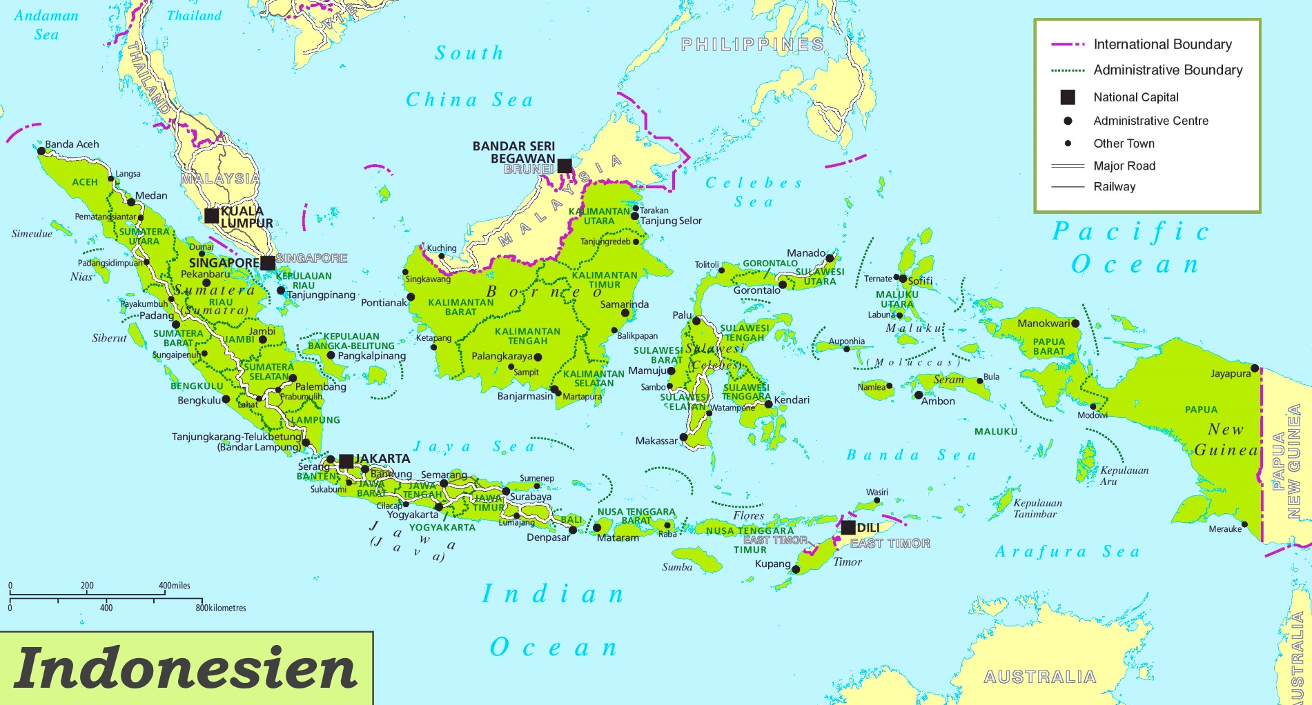 Indonesien Politische Karte Indonesien Politische Karte