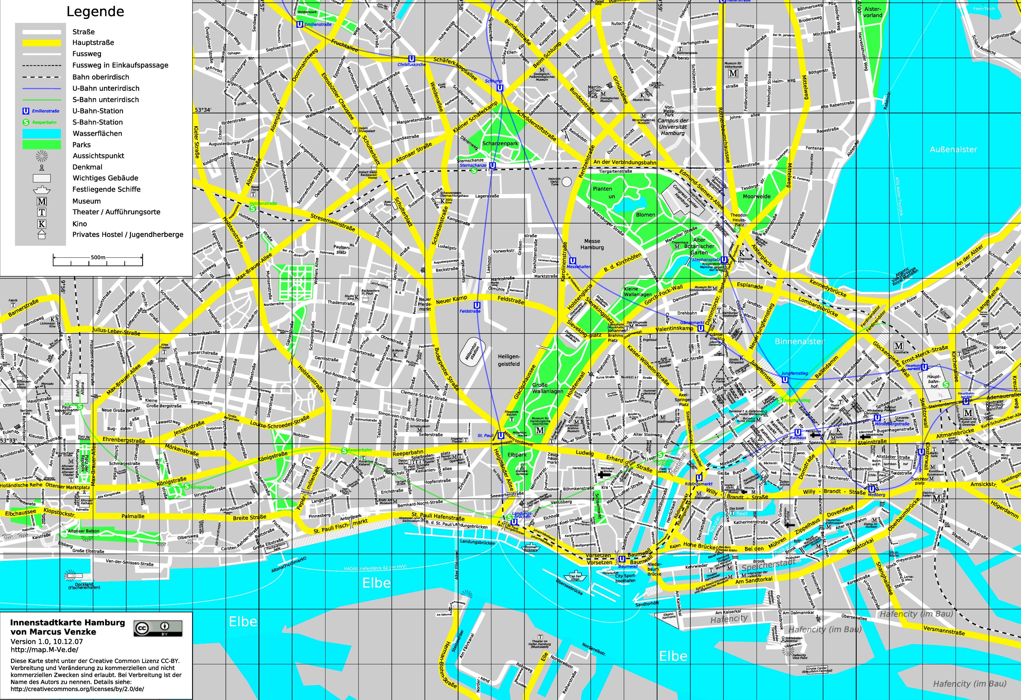 Straßenkarte von Hamburg
