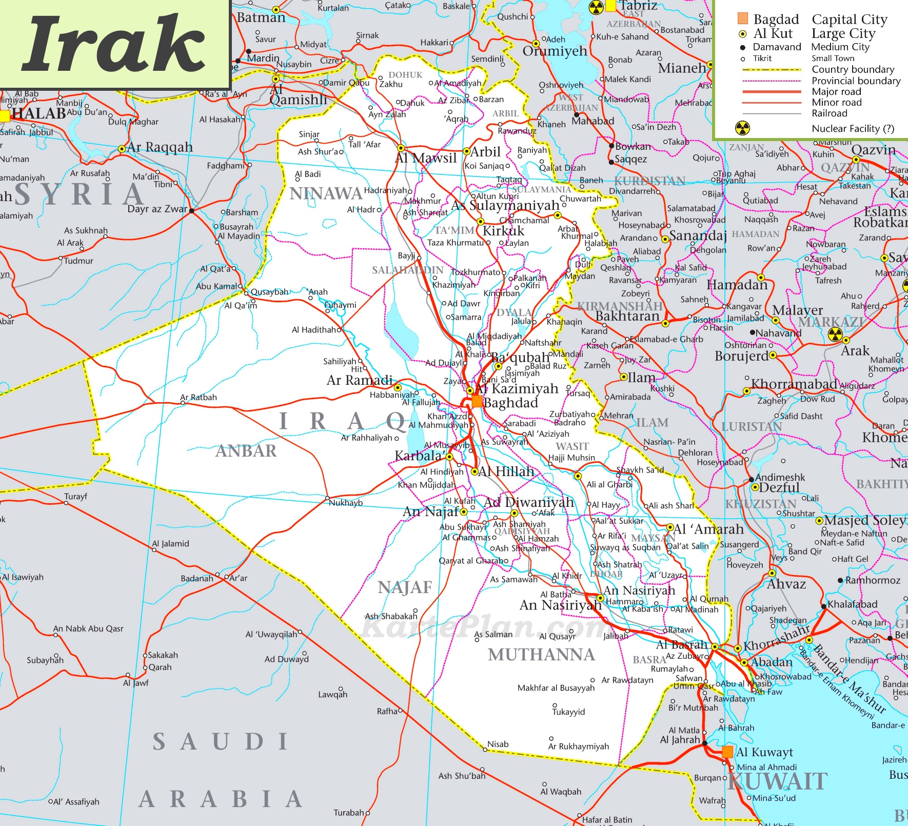 Große detaillierte karte von Irak
