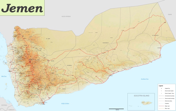 Große detaillierte karte von Jemen